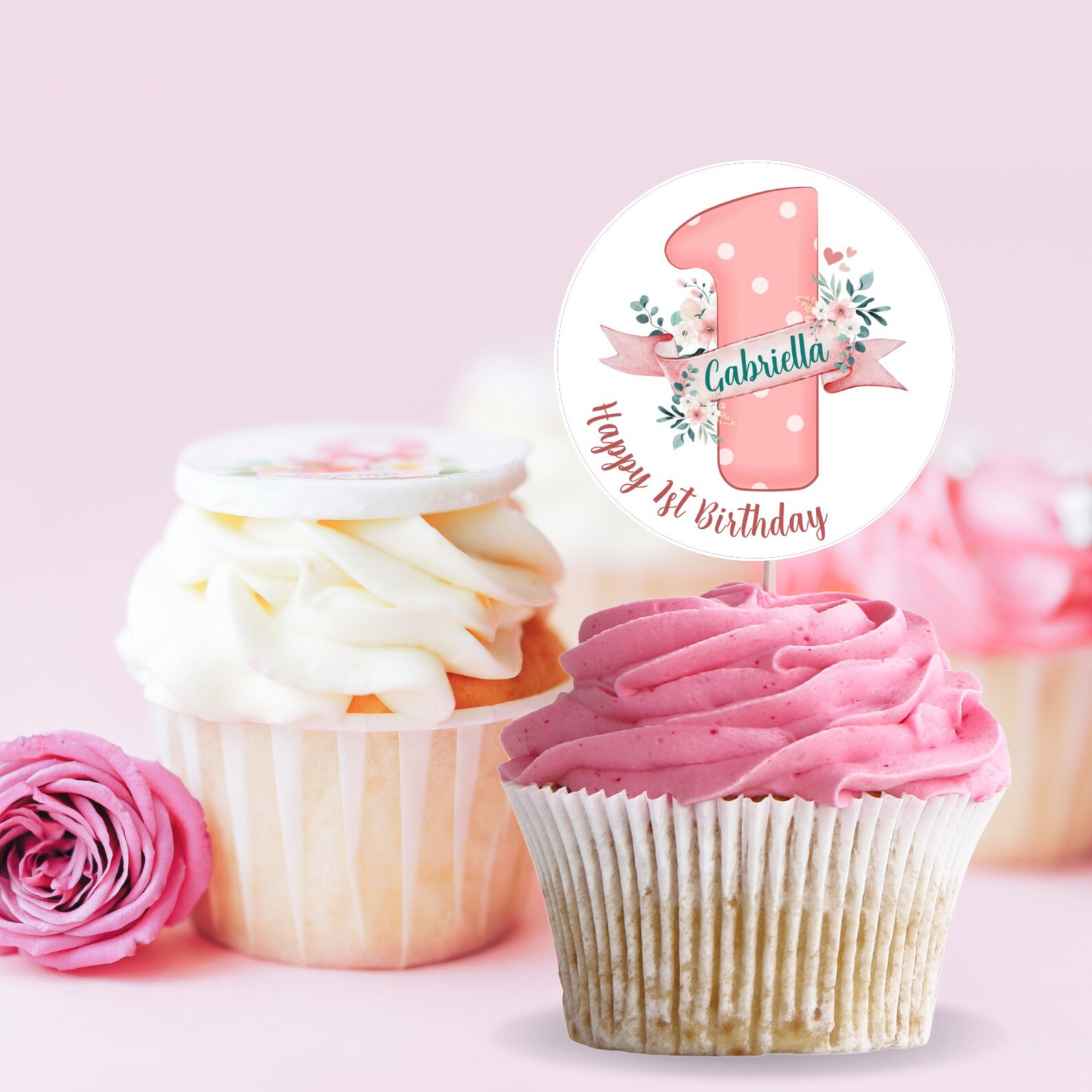 First Birthday Editable Cupcake Toppers First Birthday Editable Party ...