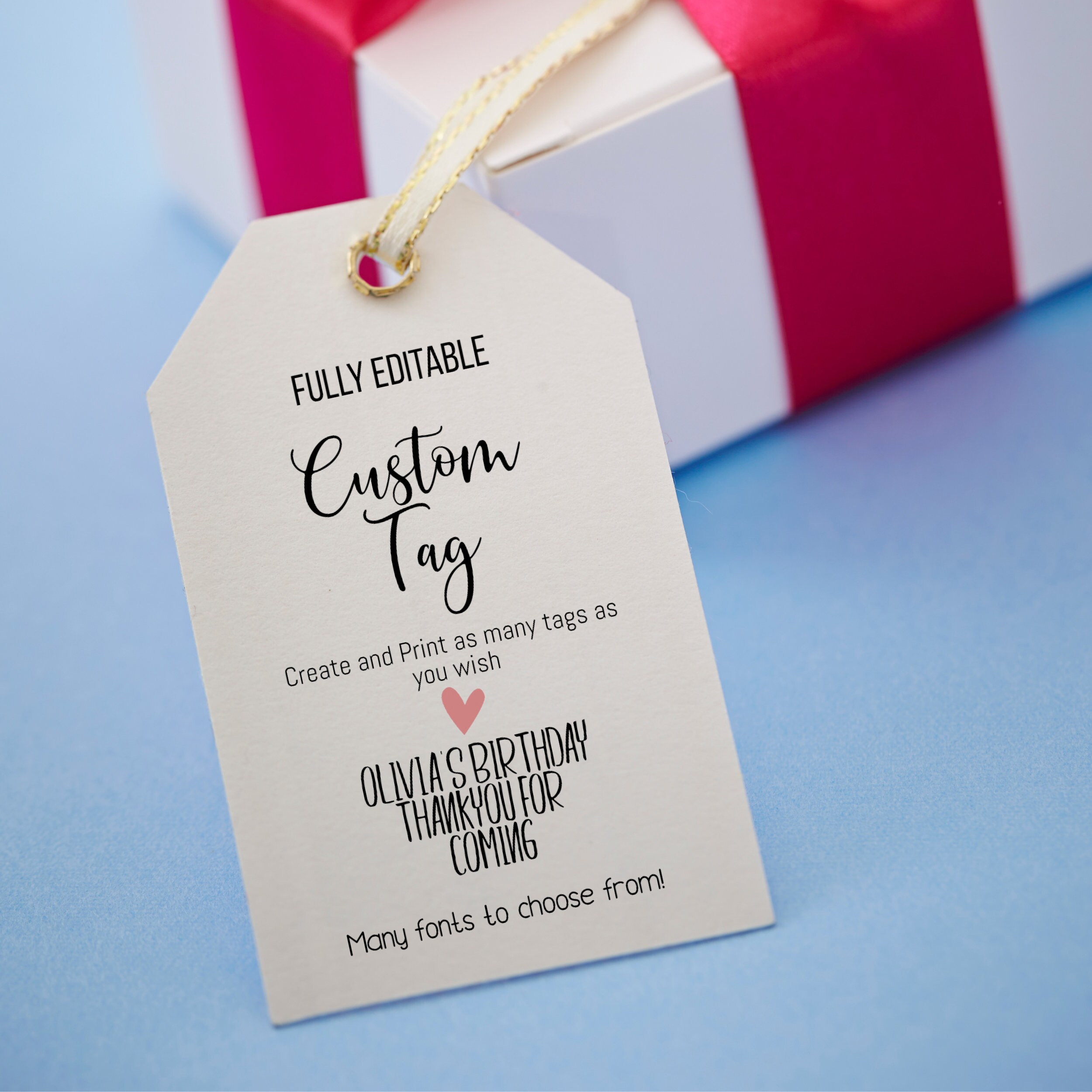 Editable Tags Instant Download Calligraphy Custom Tag Party Supplies ...