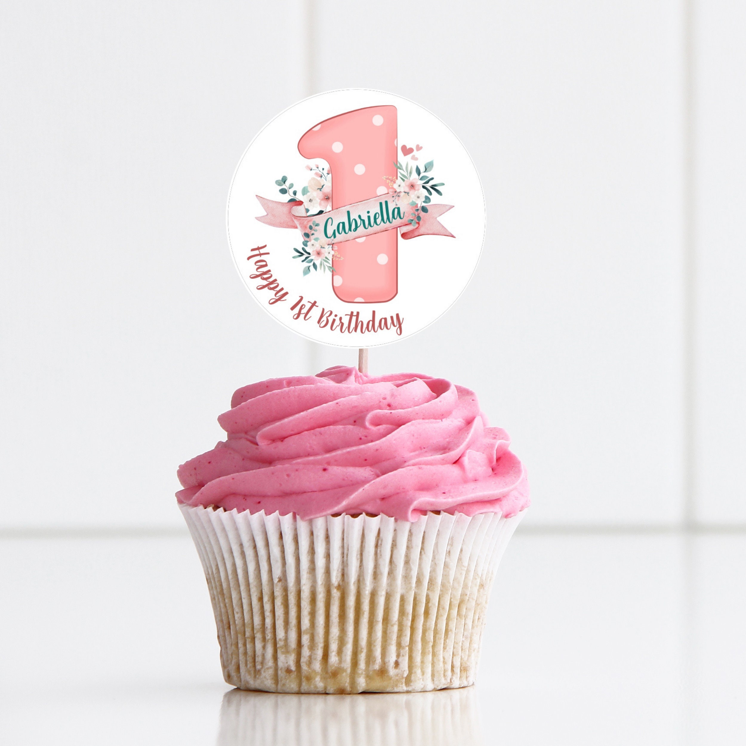 First Birthday Editable Cupcake Toppers First Birthday Editable Party ...