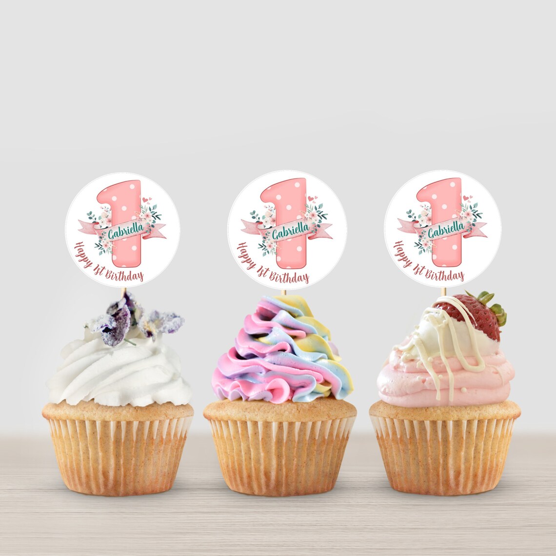 First Birthday Editable Cupcake Toppers First Birthday Editable Party ...