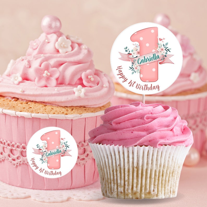 First Birthday Editable Cupcake Toppers First Birthday Editable Party ...