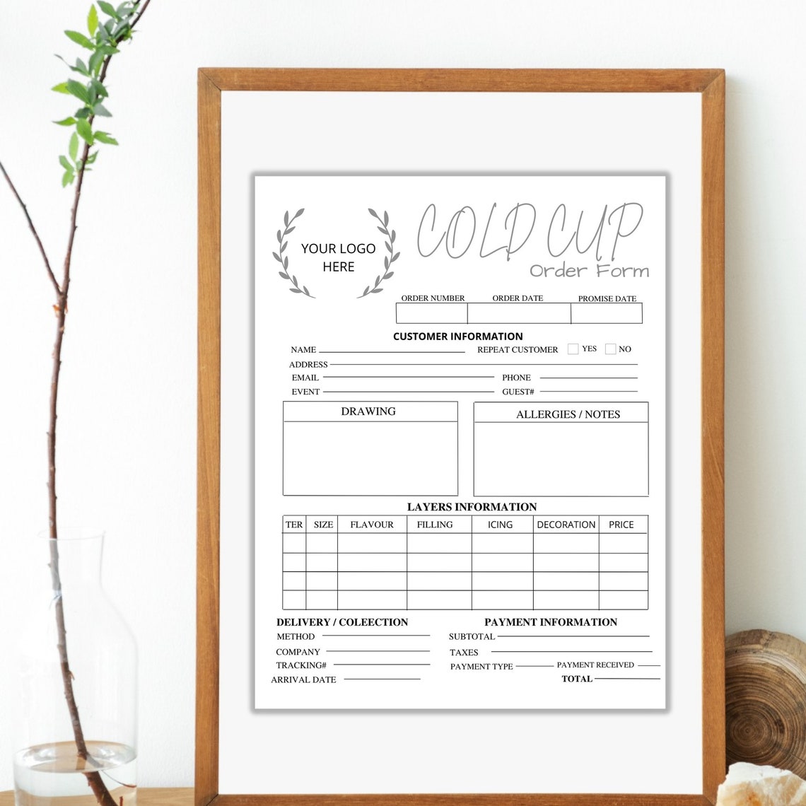 Cold Cup Order Form Template Order Form Printable Custom - Etsy Australia