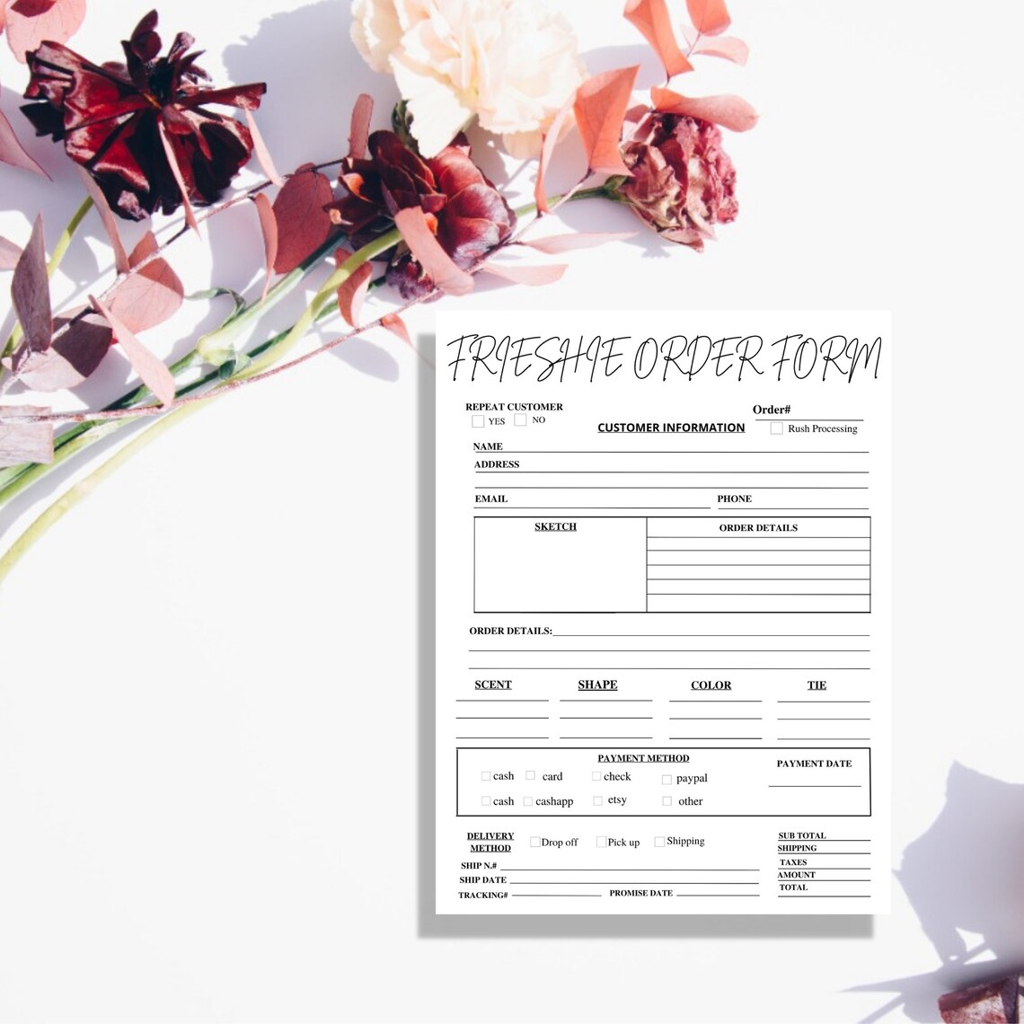 Keychain Order Form Small Business Forms Order Form - Etsy