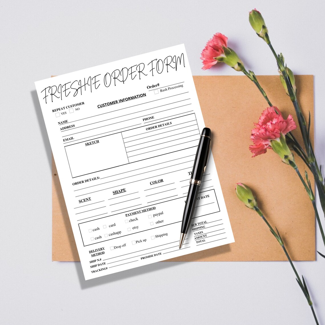 Keychain Order Form Small Business Forms Order Form - Etsy