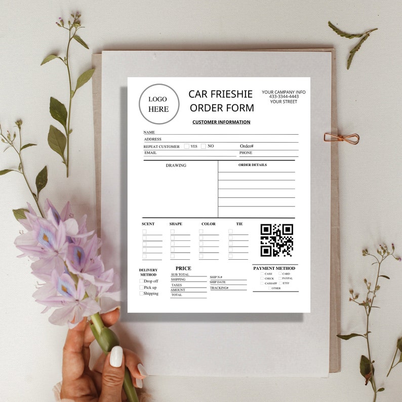 Car Freshie Order Form Editable Order Form Small Business Order Card - Etsy