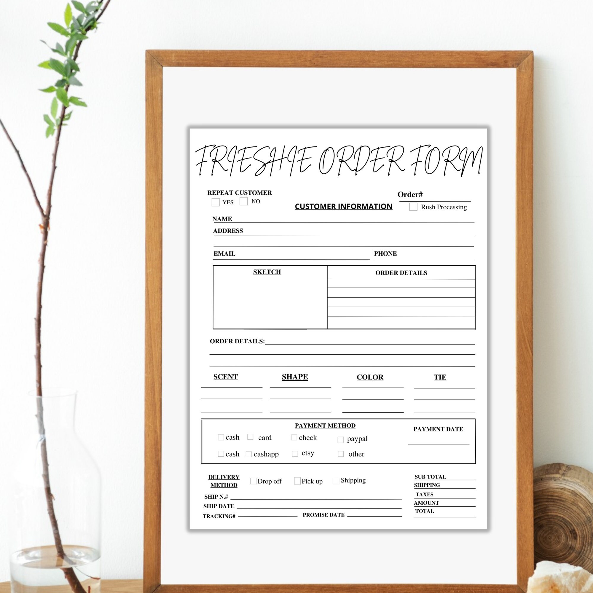 Keychain Order Form Small Business Forms Order Form - Etsy