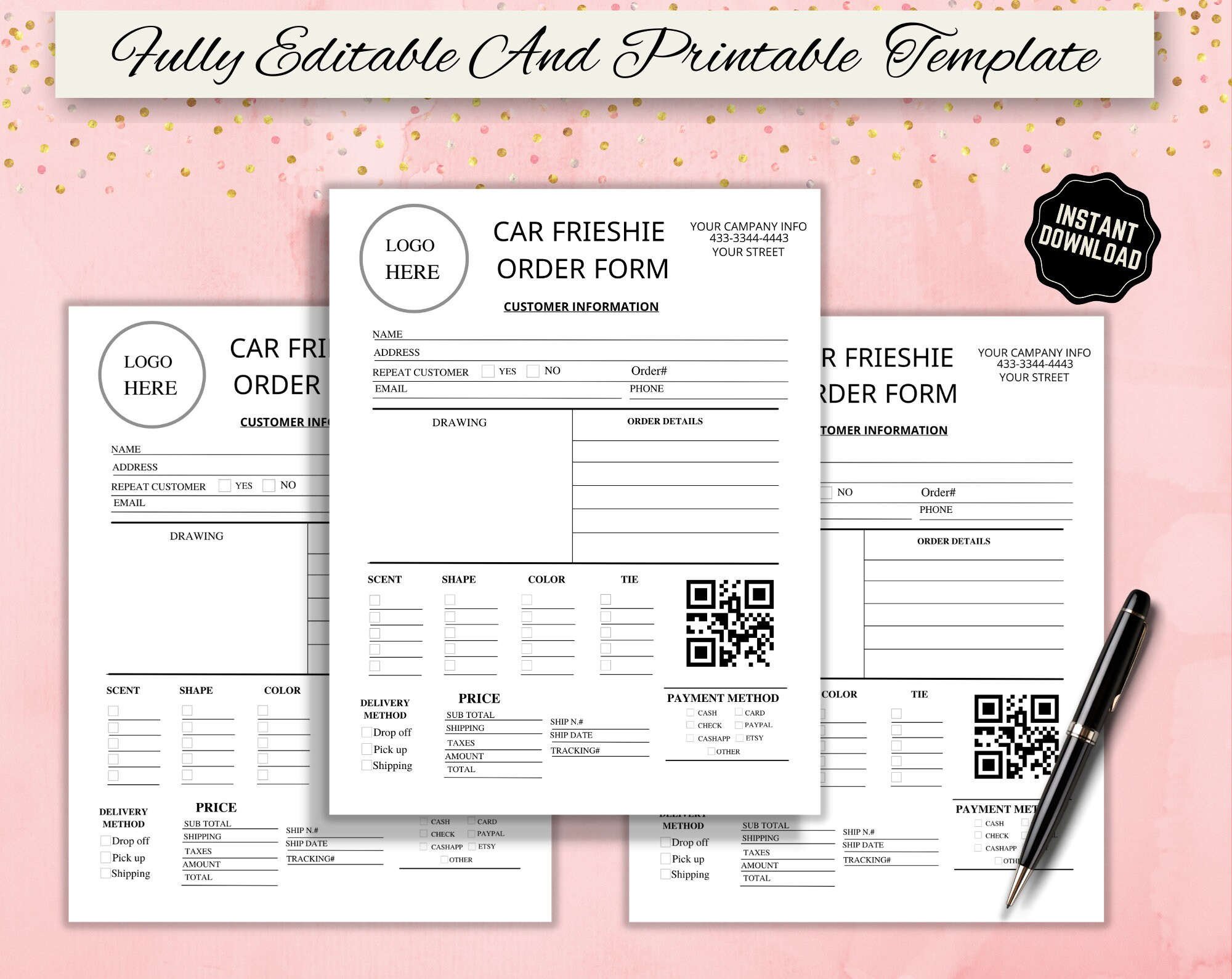Car Freshie Order Form Editable Order Form Small Business Order Card - Etsy
