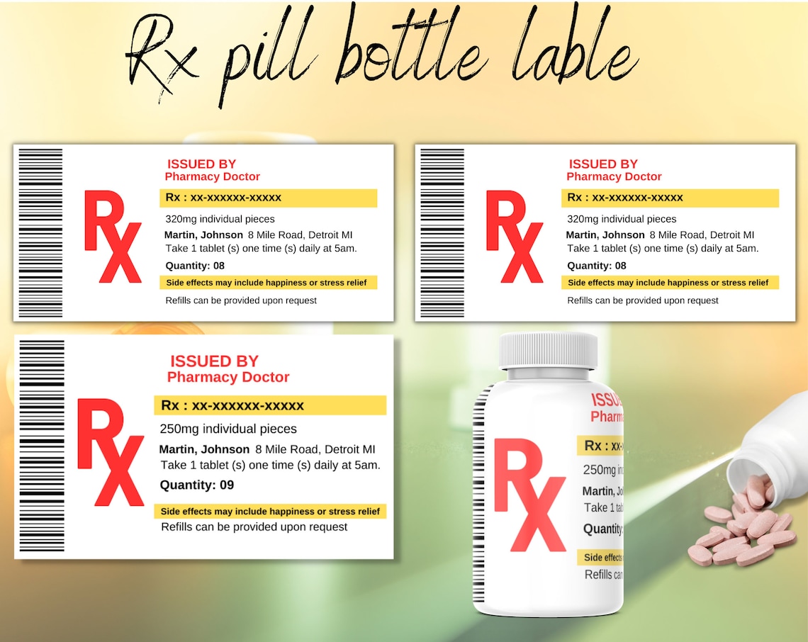 Pill Bottle Label RX Bottle Label Nurse Party Favor Pill Labels ...