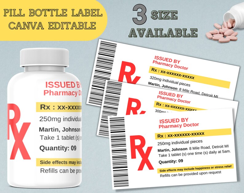Pill Bottle Label RX Bottle Label Nurse Party Favor Pill Labels ...