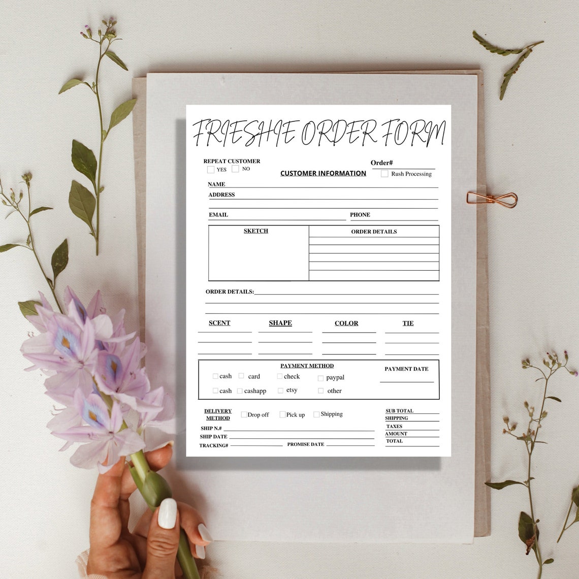 Keychain Order Form Small Business Forms Order Form - Etsy