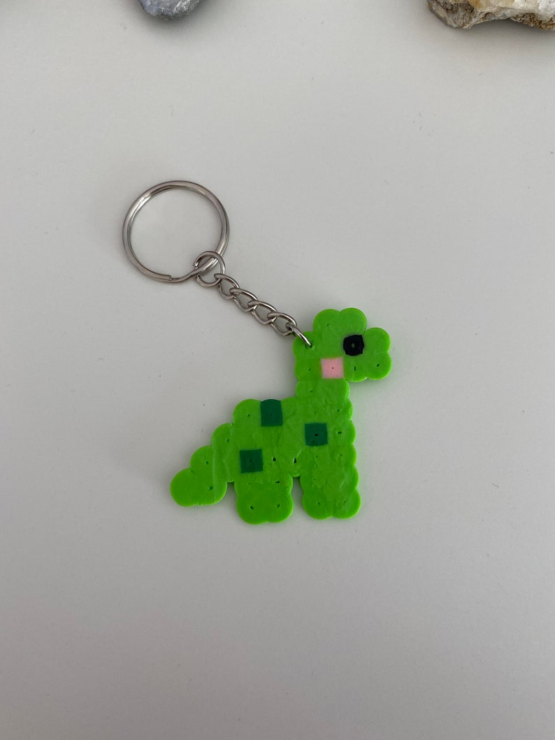 Perler Dinosaur Keychain - Etsy