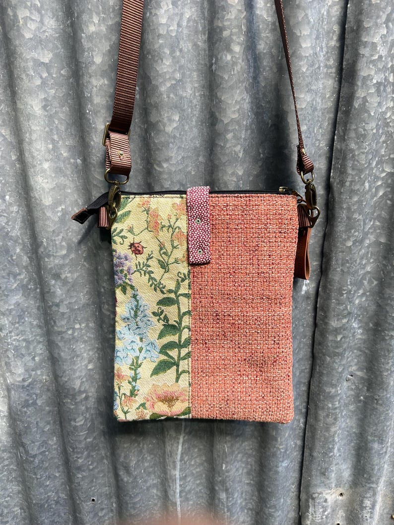 Patchwork Crossbody Bag: Recycled Fabric and Leather Clutch - Large ...