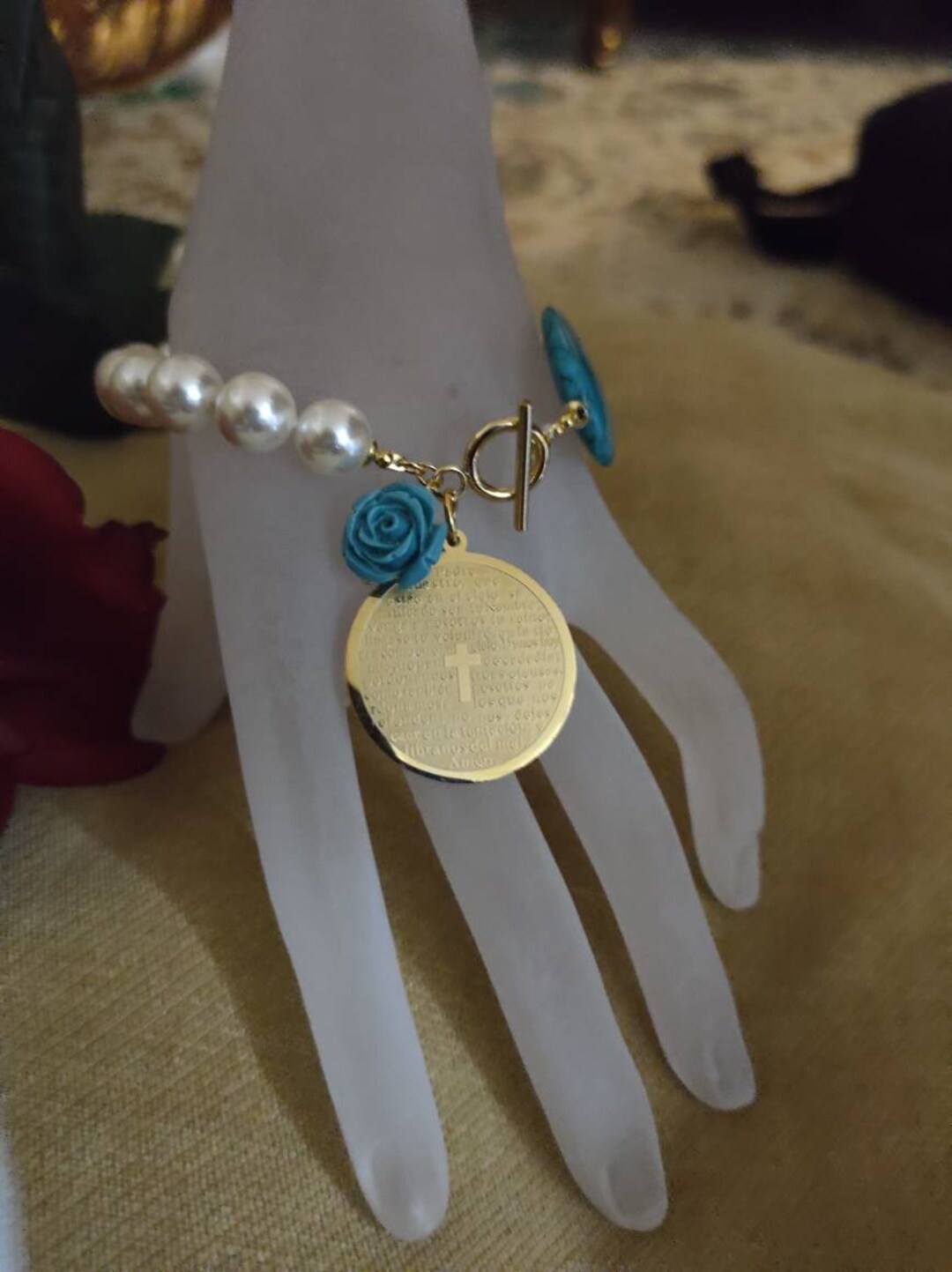 Our Father Bracelet. Big Medal, Padre Nuestro Prayer, Our Father Prayer ...