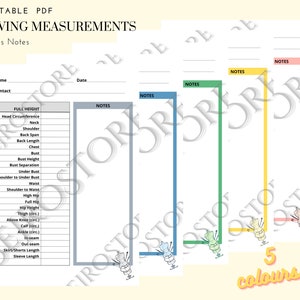 Printable Tailor's Sewing Measurement Chart Notebook | Digital PDF ...