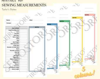 Printable Sewing Measurement Chart - Etsy