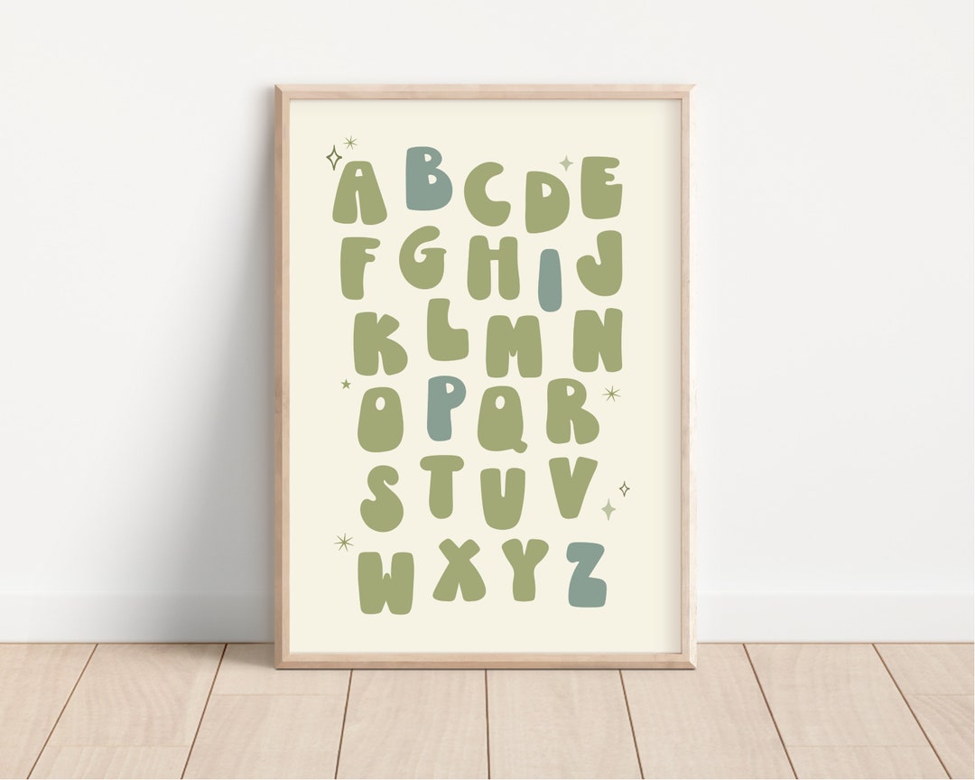 Green Alphabet Printable Art, Retro - Etsy