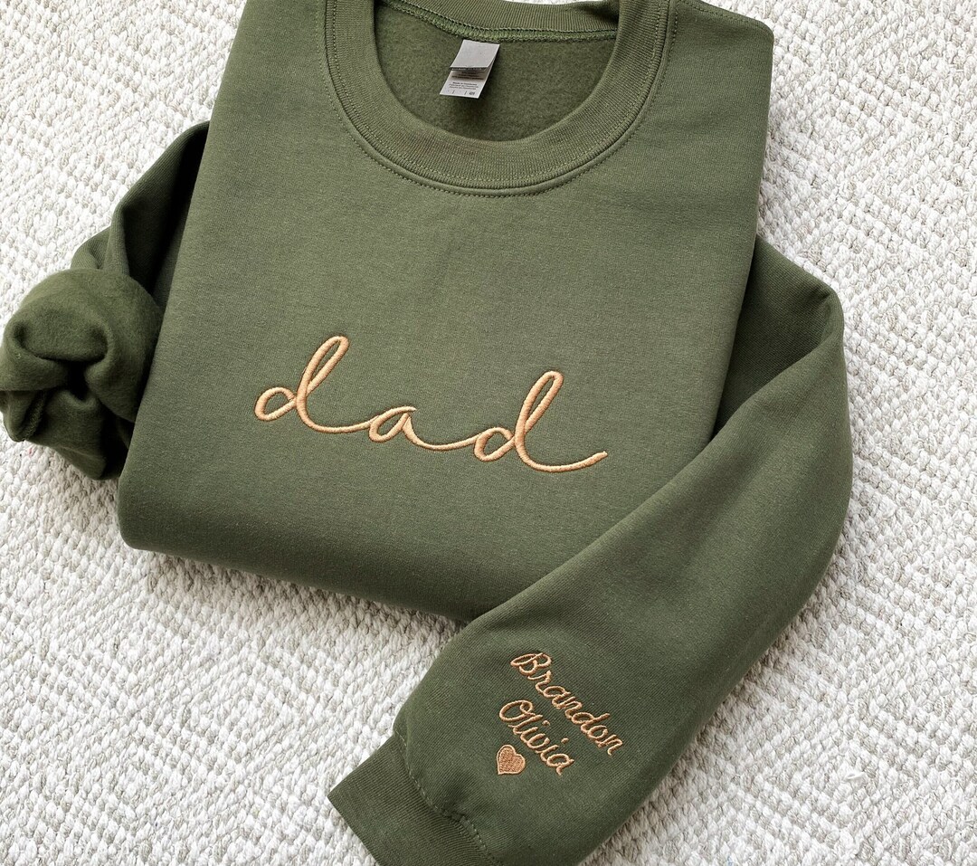 DAD SWEATSHIRT, Dad Gift, Embroidered Dad Crewneck Kids Names ...