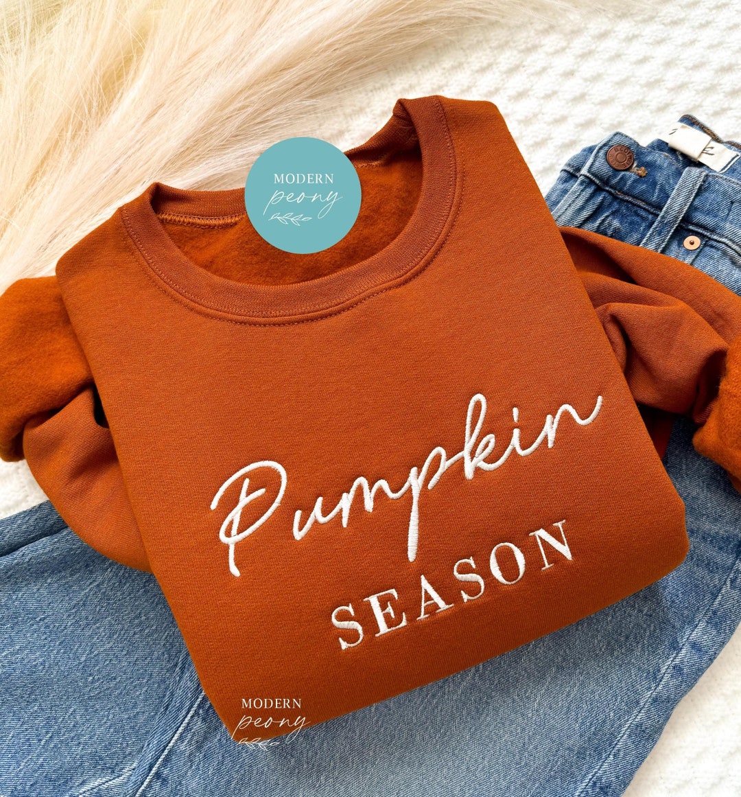 Fall Sweatshirt Embroidered, Pumpkin Season Pumpkin Crewneck Sweatshirt ...