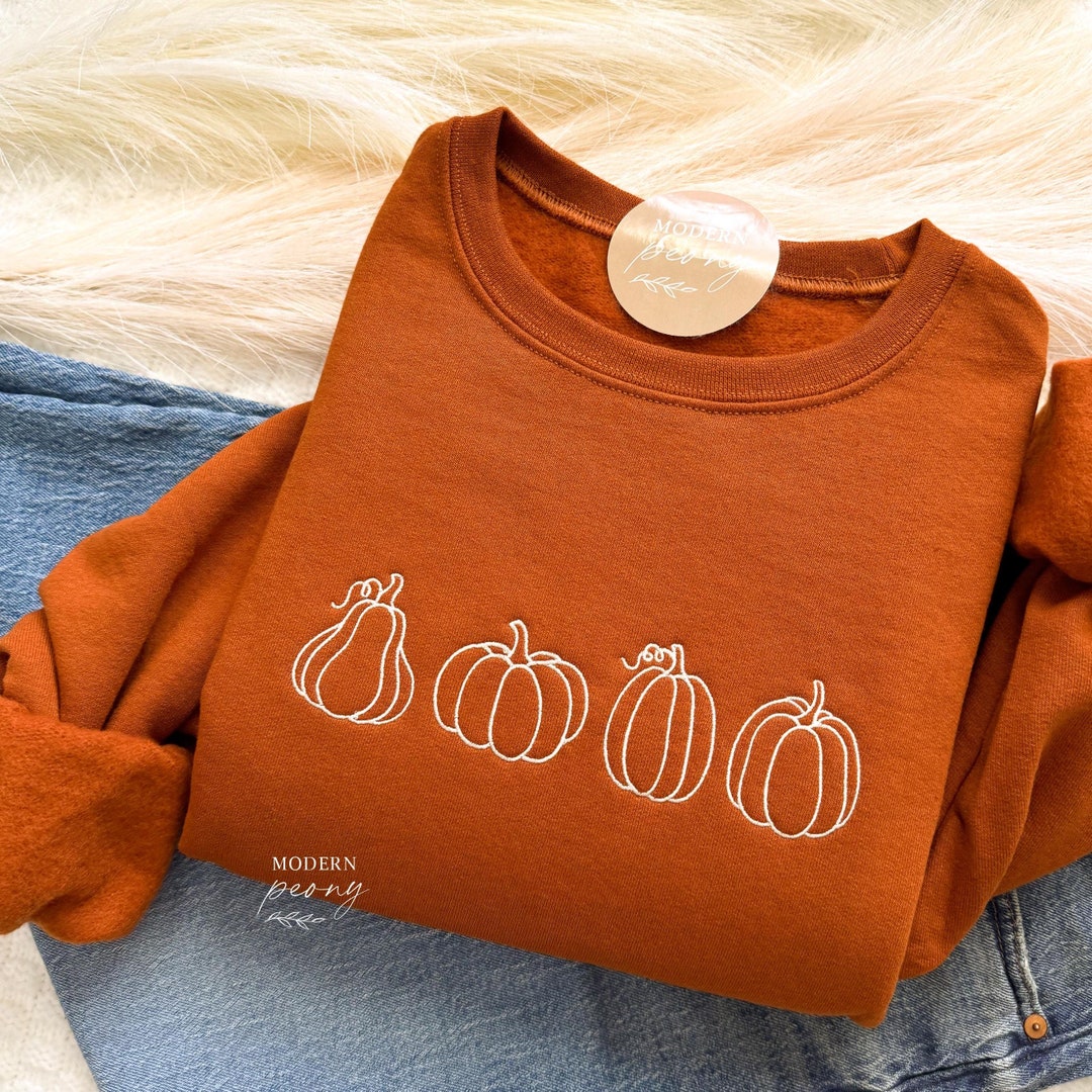 Fall Sweatshirt Embroidered, Pumpkin Patch Pumpkin Crewneck Sweatshirt ...
