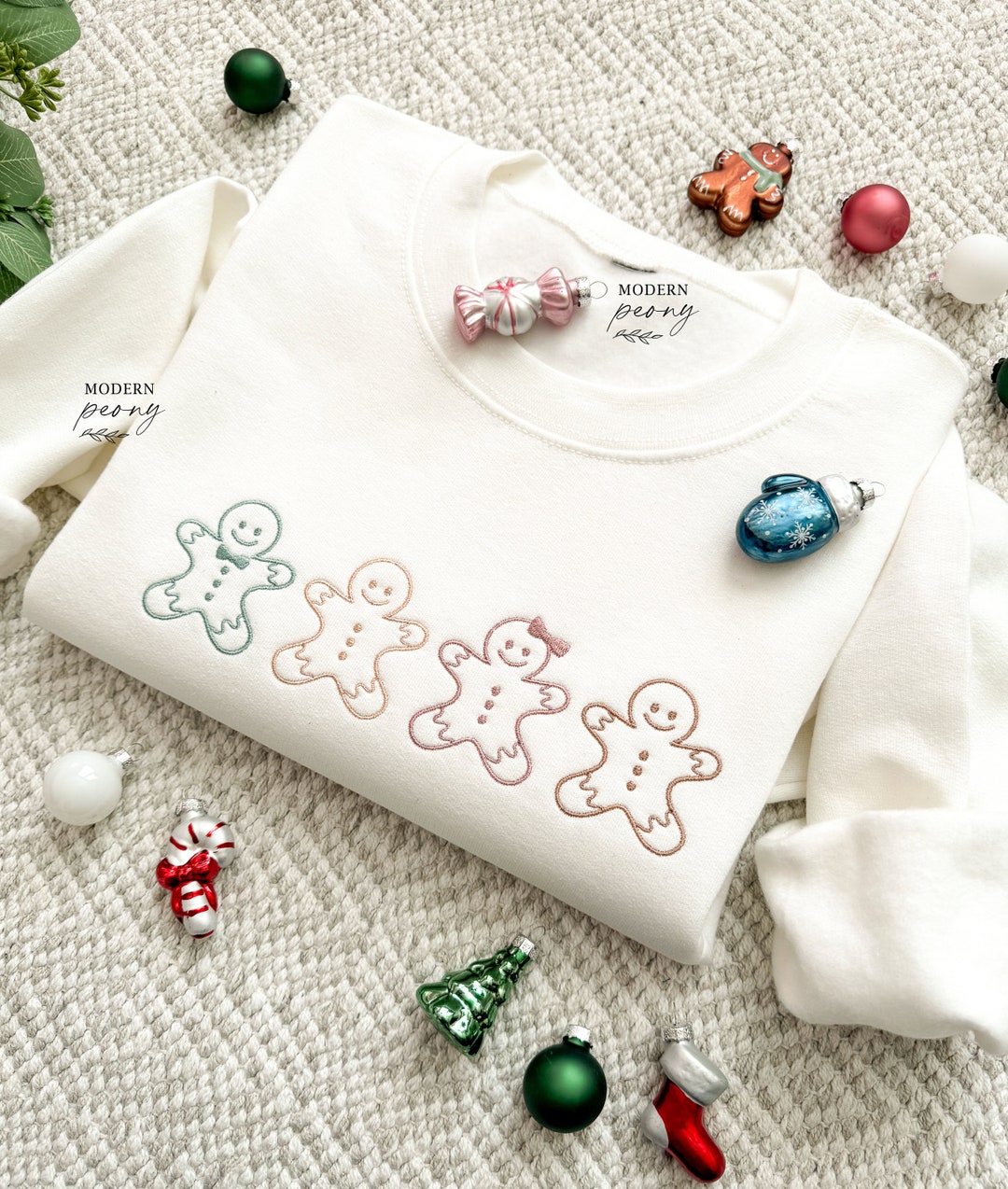 Christmas Gingerbread Men Embroidered Sweatshirt, Holiday Baking ...