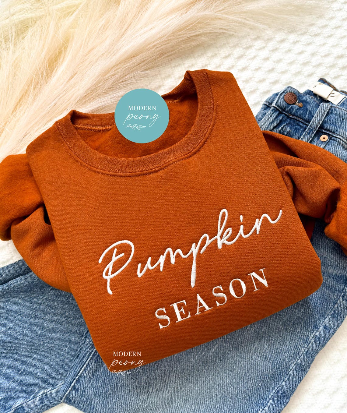 Fall Sweatshirt Embroidered, Pumpkin Season Pumpkin Crewneck Sweatshirt ...