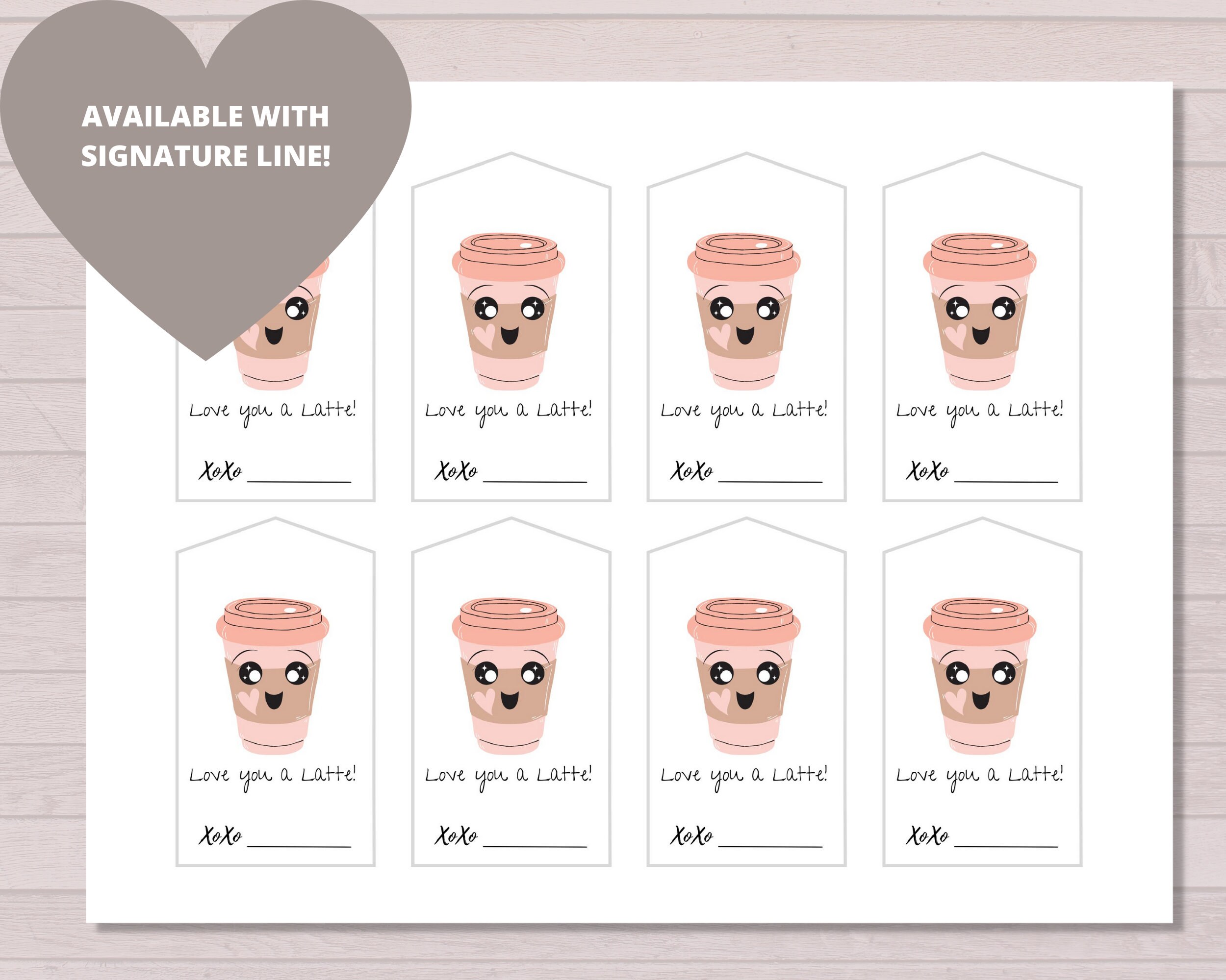 Love You A Latte Printable Gift Tag / Valentine's Day Gift Tags ...