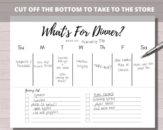Planificador De Menú Semanal Imprimible Planner Imantado Menu Semanal