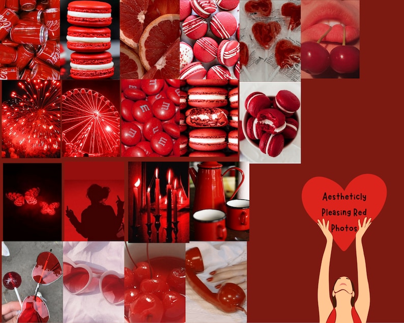 Red Aesthetic Wall Photo Collage - Etsy