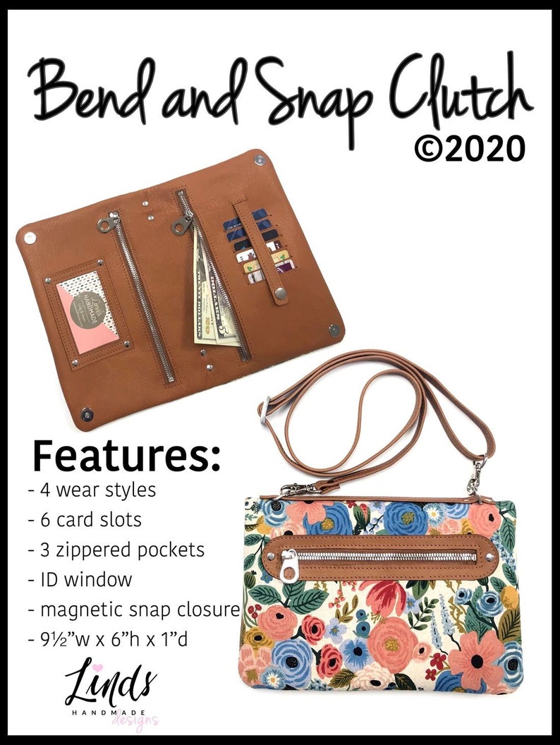 Linds Handmade / Printed Sewing Pattern / Bend and Snap Clutch - Etsy
