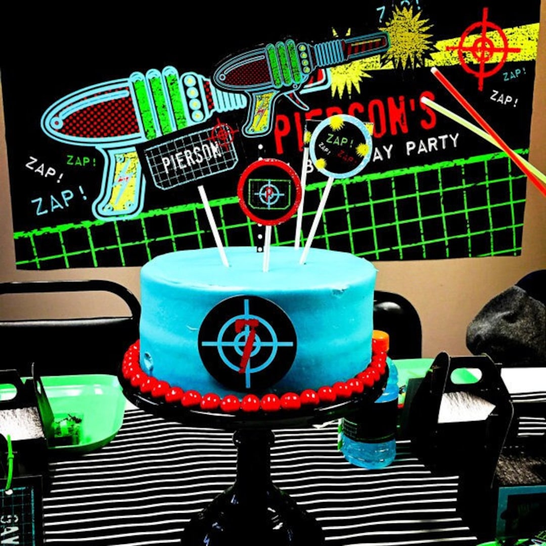Laser Tag Birthday Party Cake Toppers Easy DIY Party Cake Birthday ...