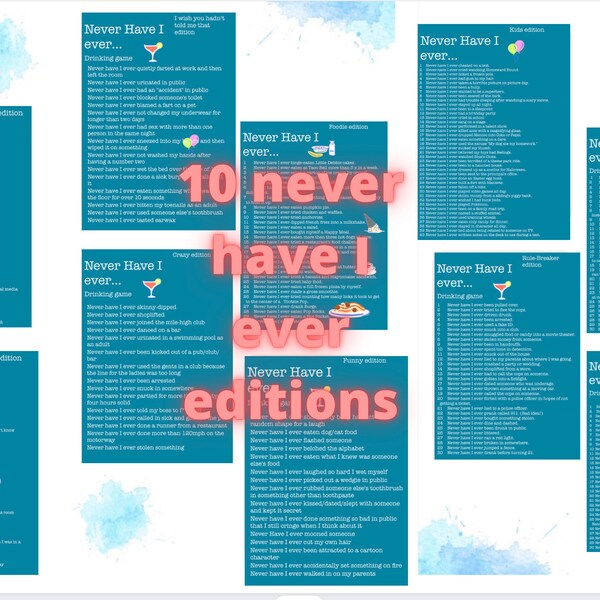 Printable Never Have I Ever Game - Etsy