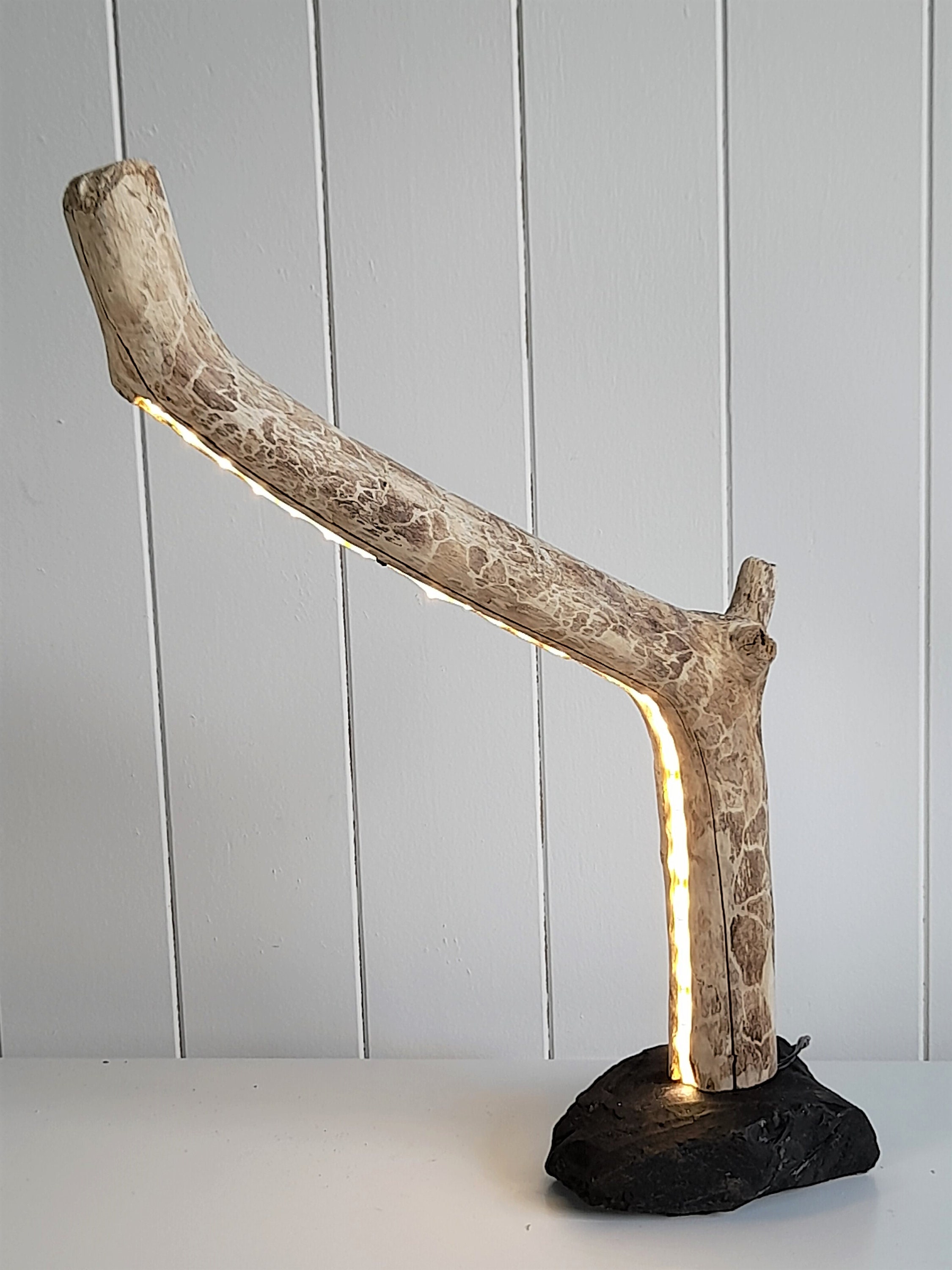 Driftwood Lamp With Concealed LED Strip Light on Stone Base - Etsy