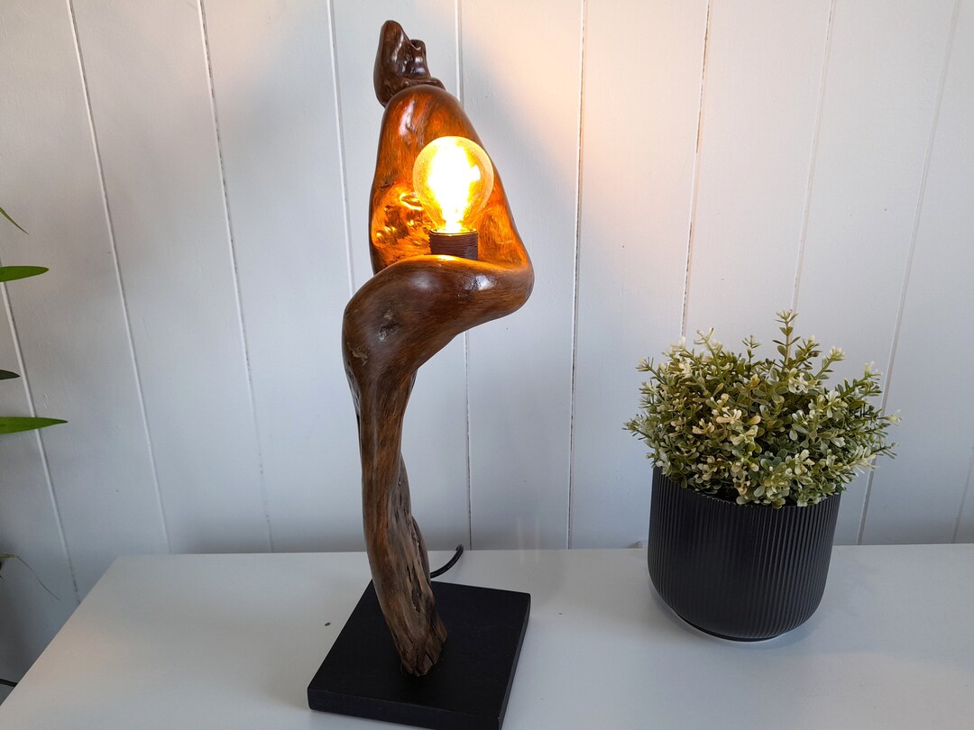 Australian Driftwood Table Lamp: Rustic Curved Wood Accent Light - Etsy