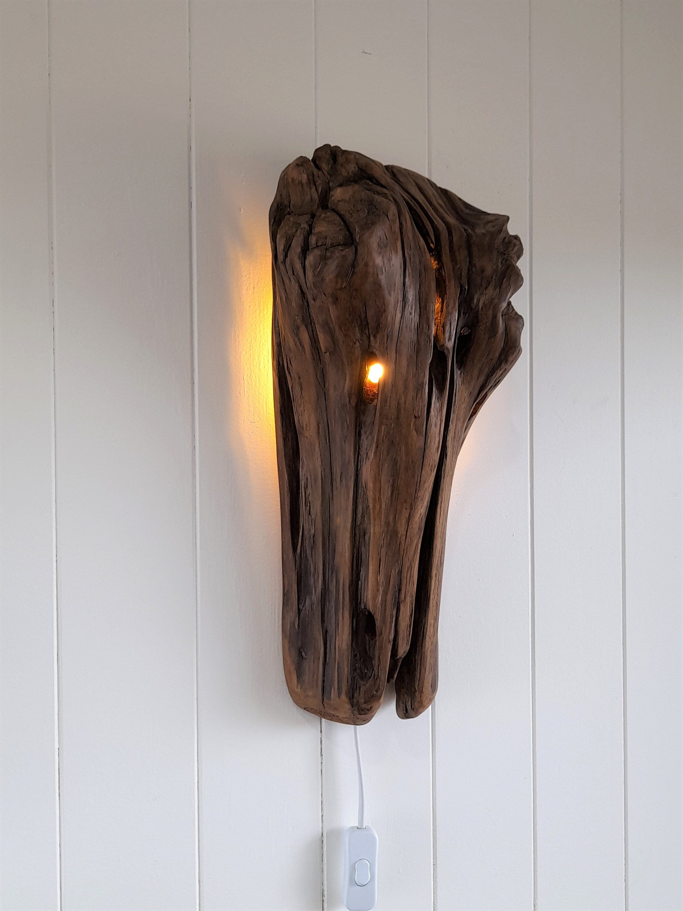 Unique Decorative Driftwood Wall Lamp, Australian Brown Driftwood Wall ...