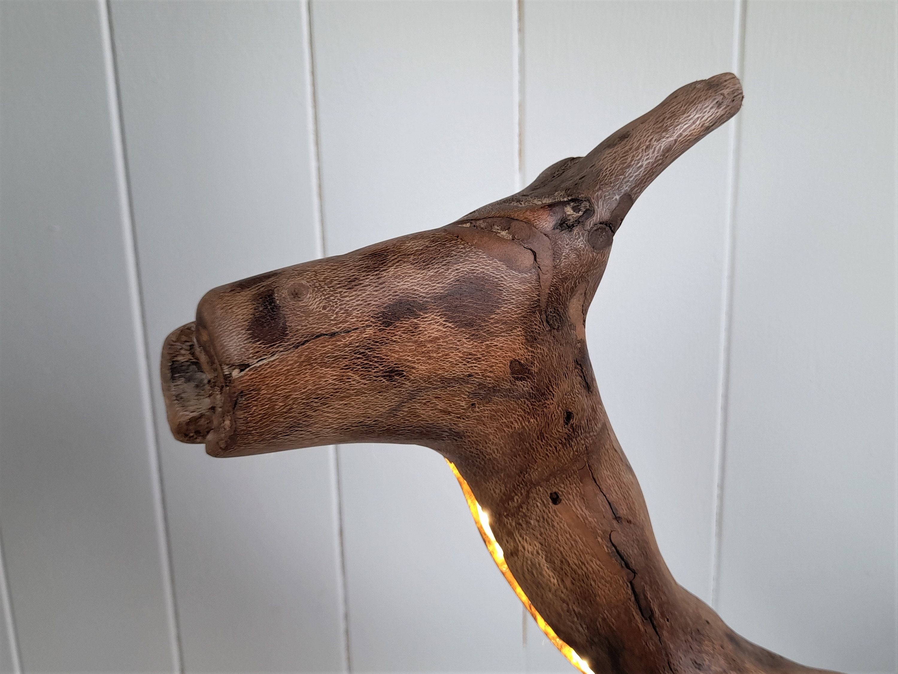 Natural Wood Lamp With LED Strip Light on Stone Base, Amazing ...