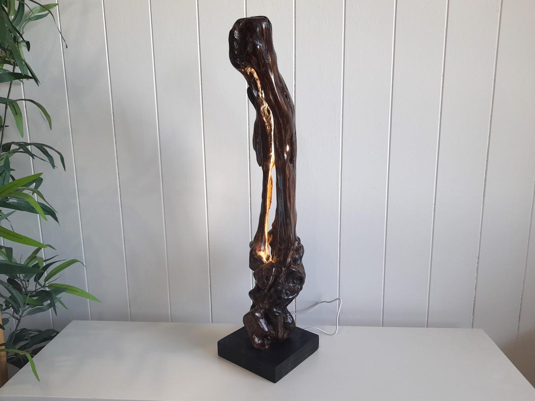 Driftwood Lamp With Concealed LED Strip Light on a Black Base, Amazing ...