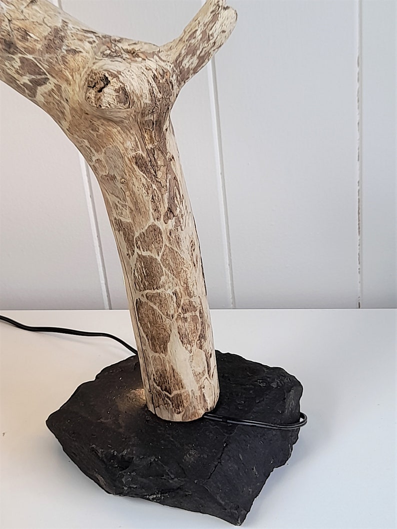 Driftwood Lamp With Concealed LED Strip Light on Stone Base, Amazing ...