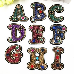 Rhinestone Letter Iron on Sew Patch Beaded Bead Bling Jewel Luxury ...