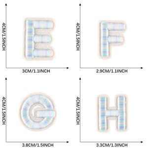 3D Letter Patch Iron on Patch Blue Purple Pink Striped 1.5"/4cm Sew on ...