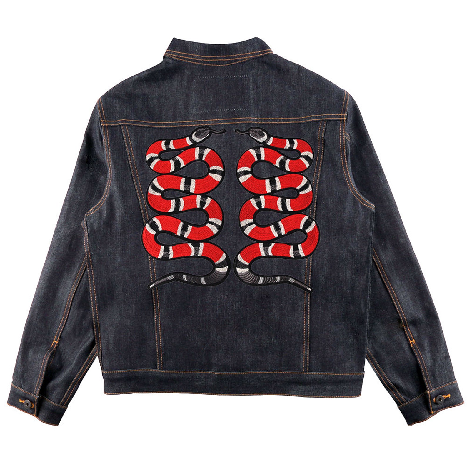 Large Sequin Coral Snake Back Patch Sew Iron on Large Applique Red ...