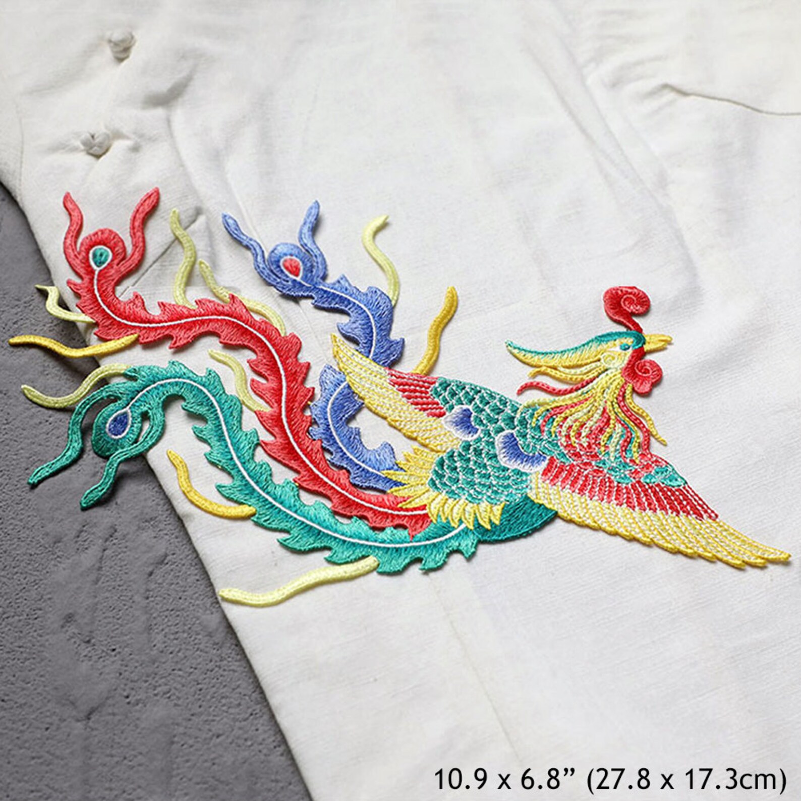 Phoenix Patch Sew on 11"/28cm Large Embroidered Japanese Bird Pair Big ...