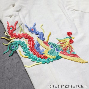 Phoenix Patch Sew on 11"/28cm Large Embroidered Japanese Bird Pair Big ...