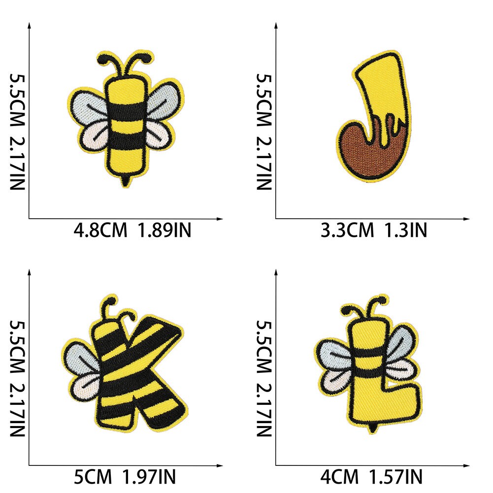 Honey Bee Letter Iron on Patch Sew on Patch Cute Embroidered Alphabet A ...