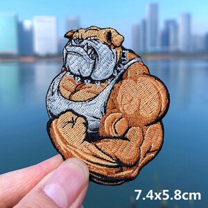 Muscle Man Sew Iron on Patch Muscular Strong Bicep Bodybuilder ...