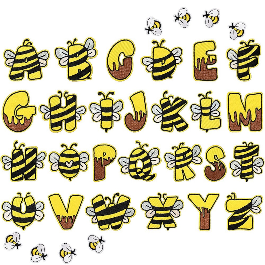 Honey Bee Letter Iron on Patch Sew on Patch Cute Embroidered Alphabet A ...