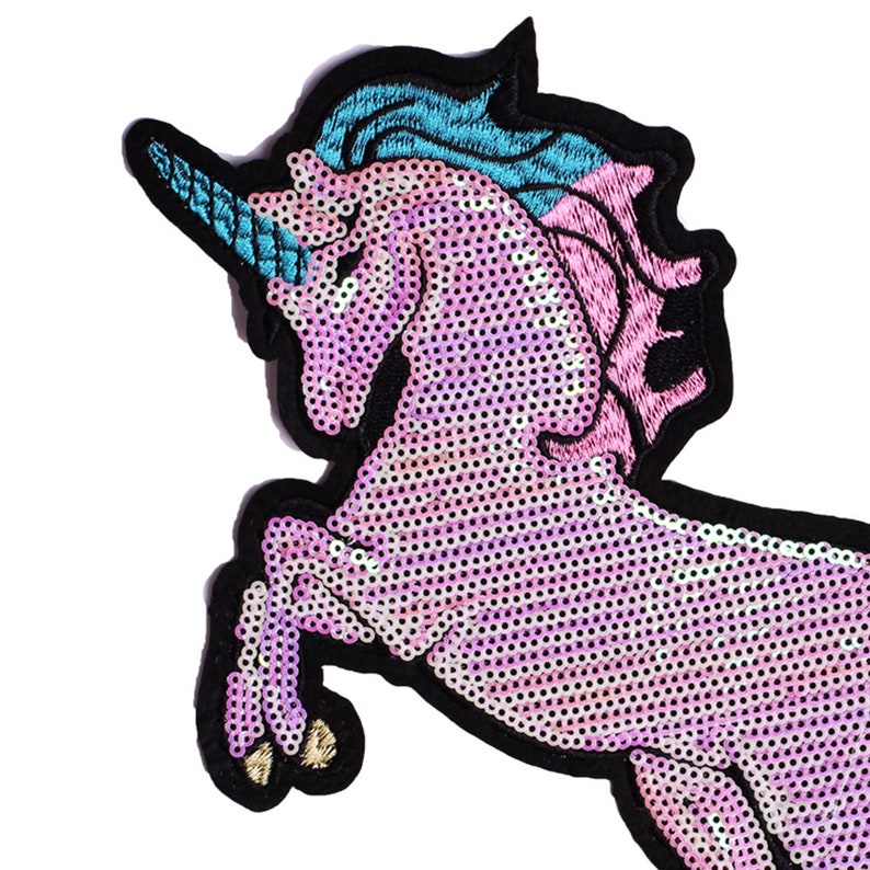 Large Unicorn Sequin Iron On Patch Sew On Patch Sparkling Etsy