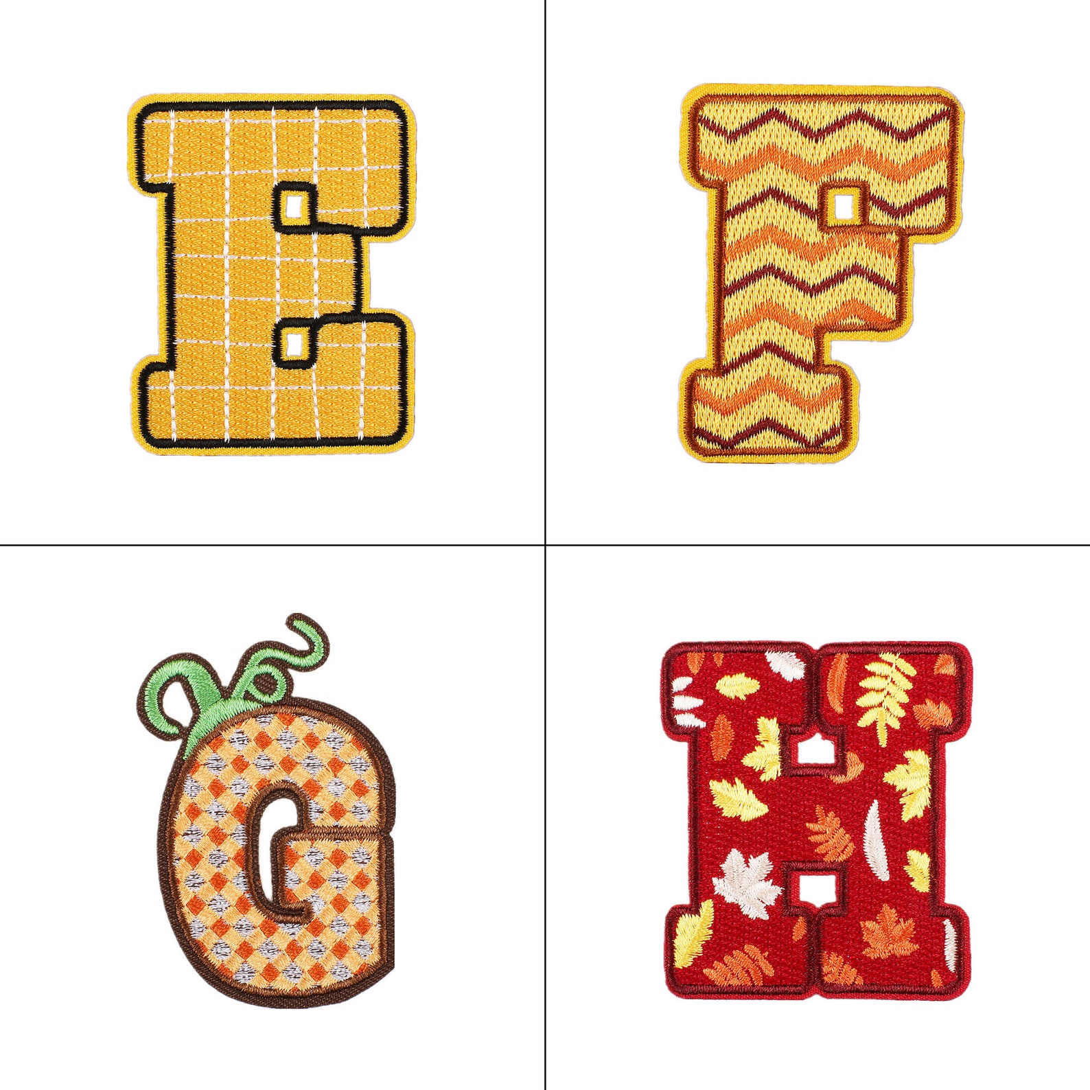 Fall Harvest Letter Patch Iron on Patch Autumn Picking Harvesting Leaf ...
