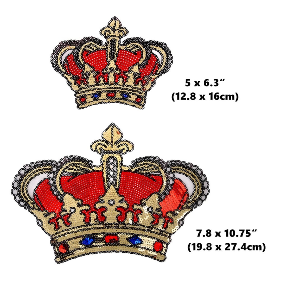 Large Royal Crown Sequin Iron on Patch Sew on Patch Sparkling Imperial ...