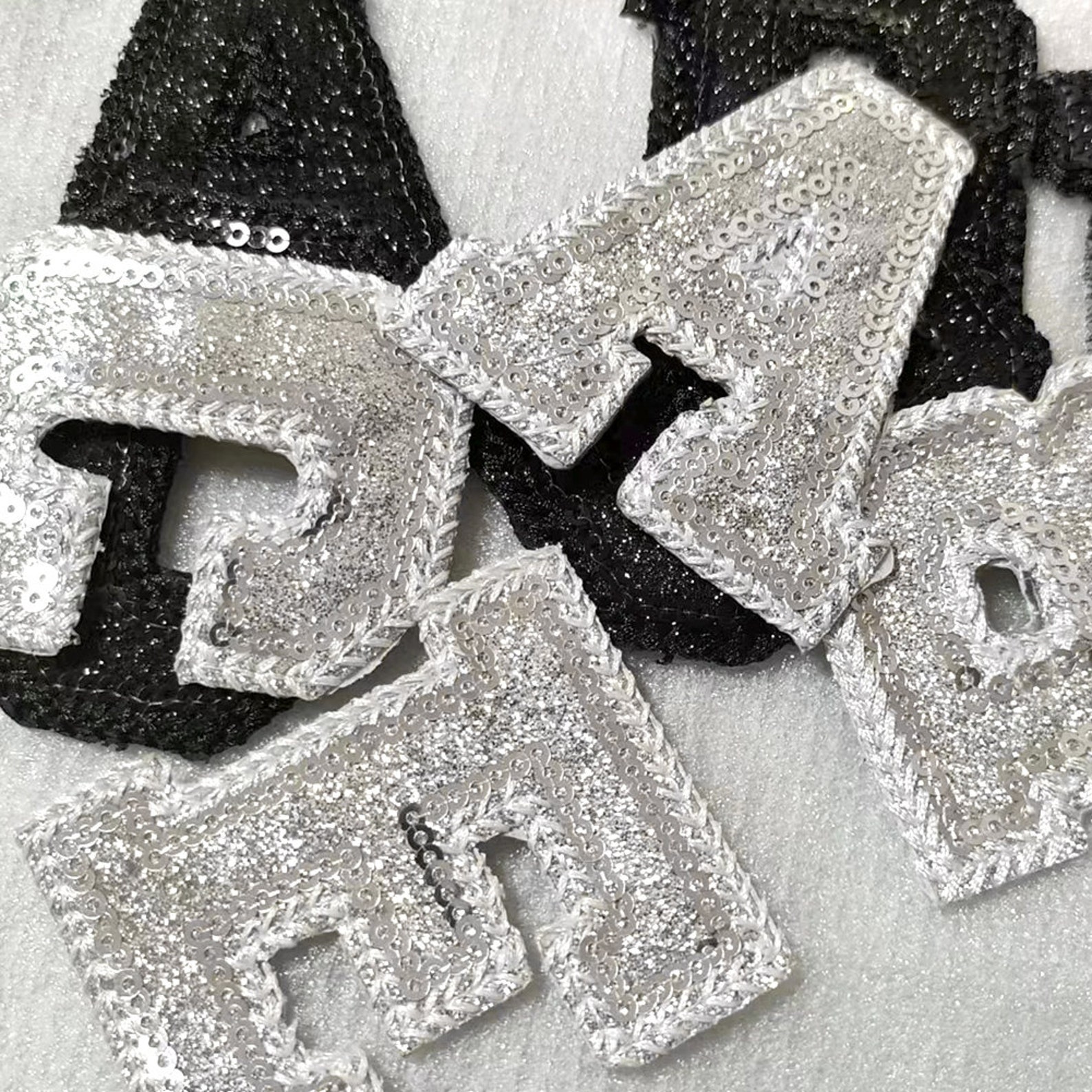 Large Sequin Letter Iron on Patch Glitter Number 0-9 Gold Silver Pink ...
