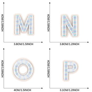 3D Letter Patch Iron on Patch Blue Purple Pink Striped 1.5"/4cm Sew on ...